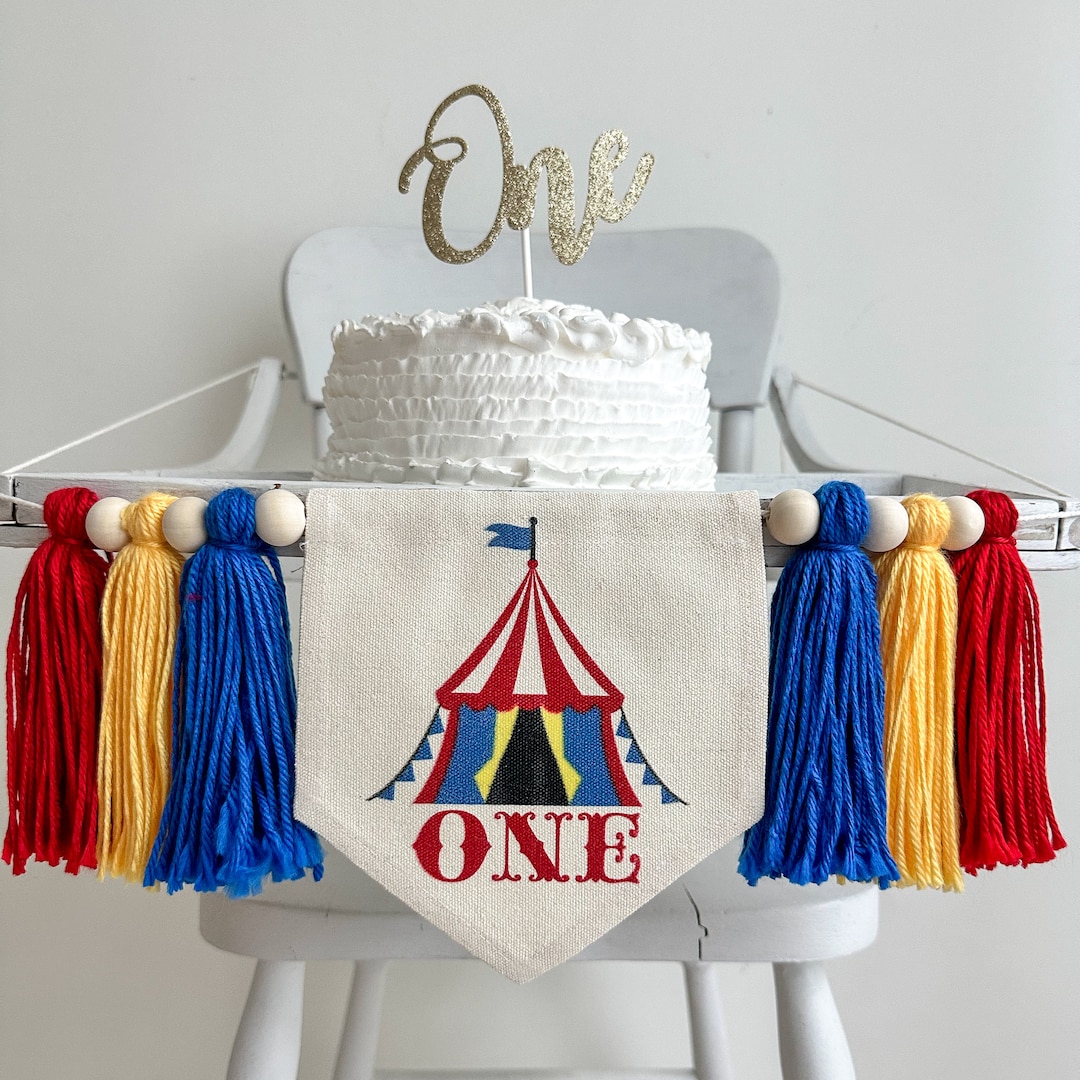 Carnival 1st Birthday Banner, Circus Tent Highchair Decoration, Ring ...