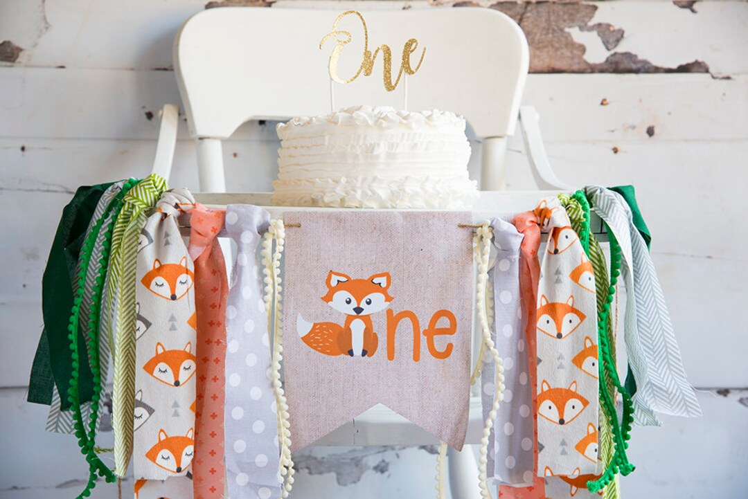 Fox First Birthday Decor, Woodland Highchair Banner, Fox Banner ...