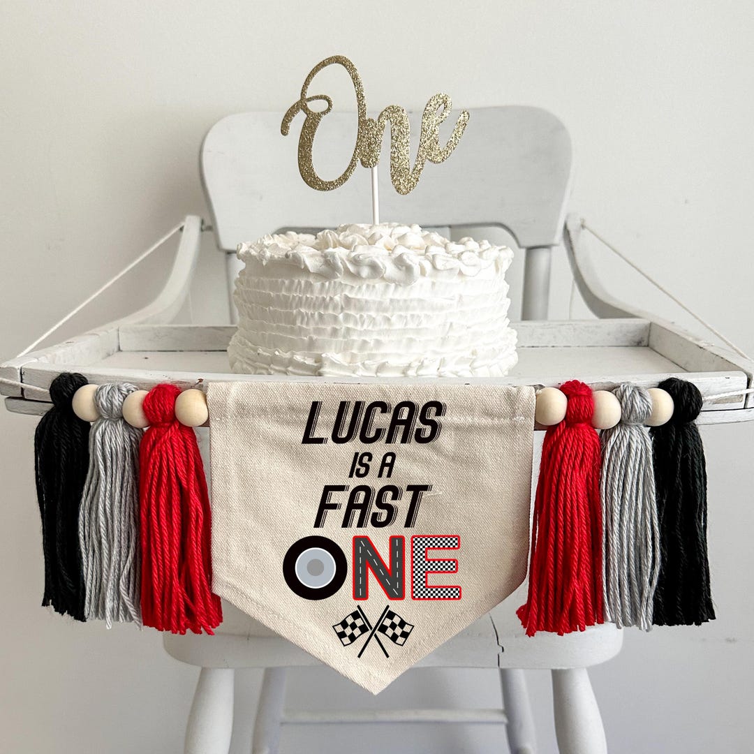 Fast One 1st Birthday Banner | Custom Race Car Highchair Decoration ...