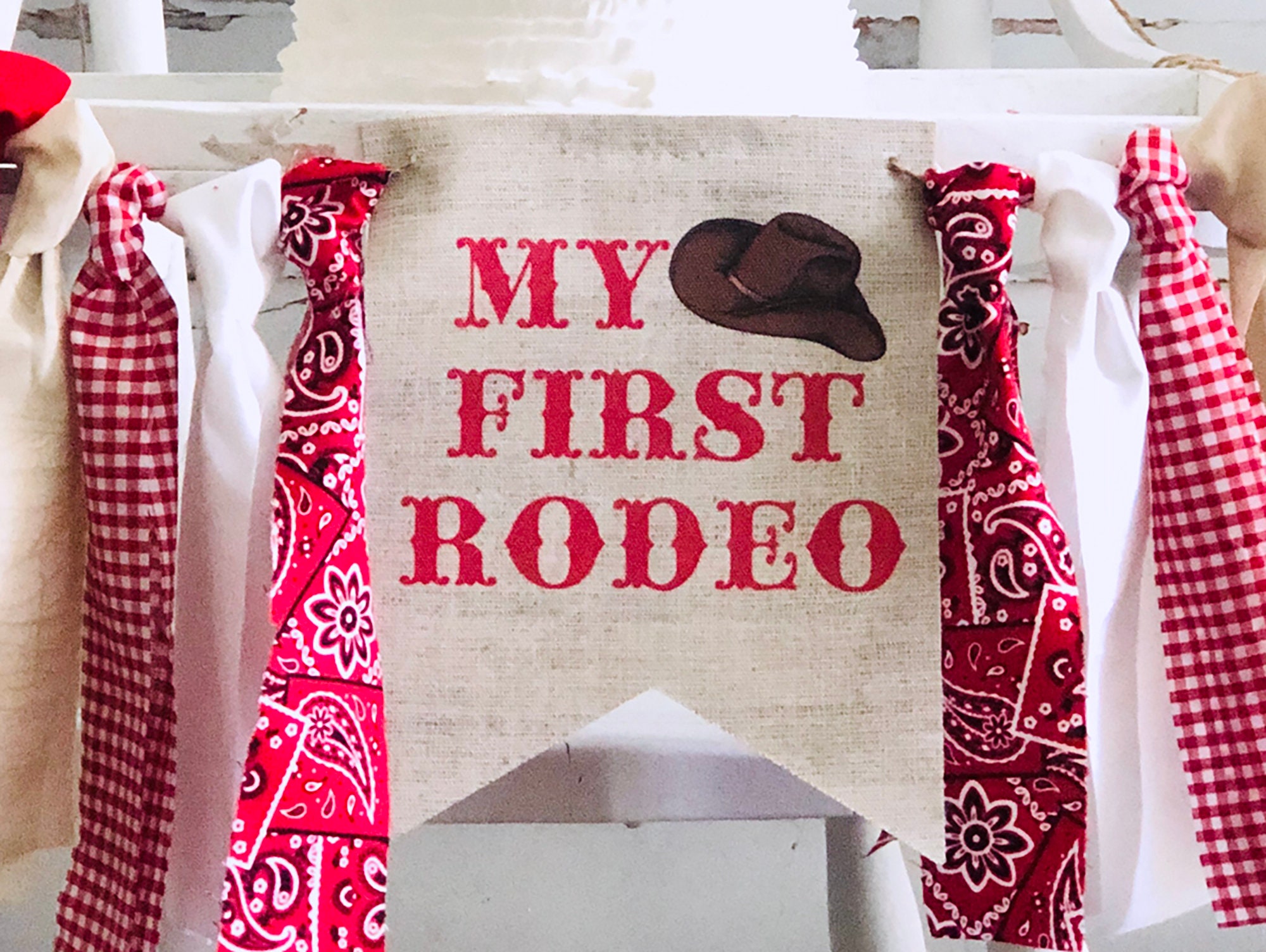 FINAL SALE My First Rodeo Banner, Western 1st Birthday Decor, Cowboy ...
