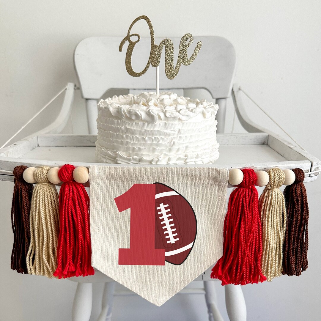 Football 1st Birthday Party Decorations, First Down High Chair Banner ...