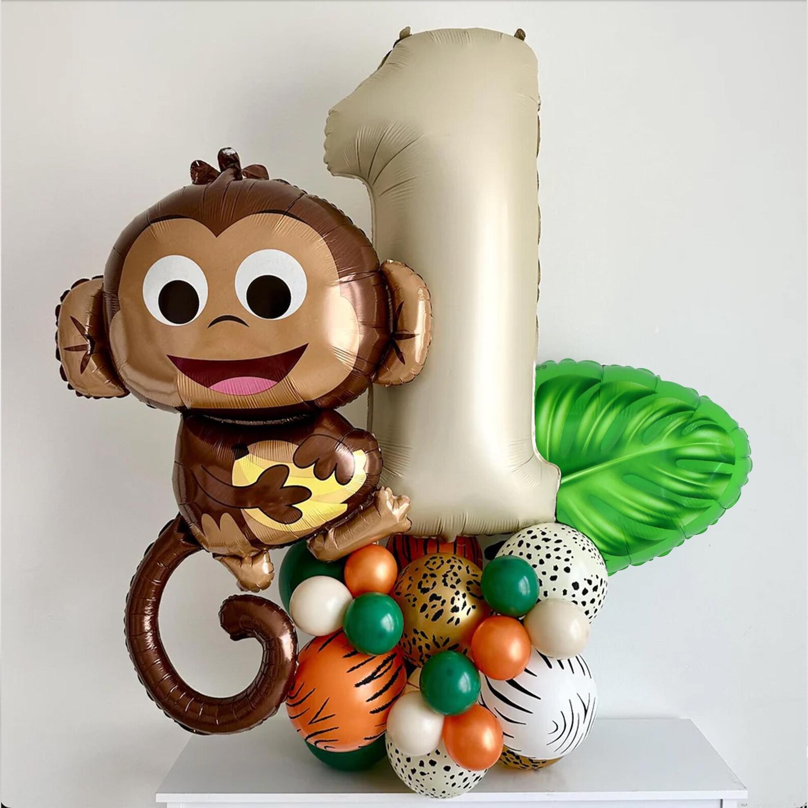 Jungle First Birthday | Number One Balloon Tower | Safari 1st Birthday ...