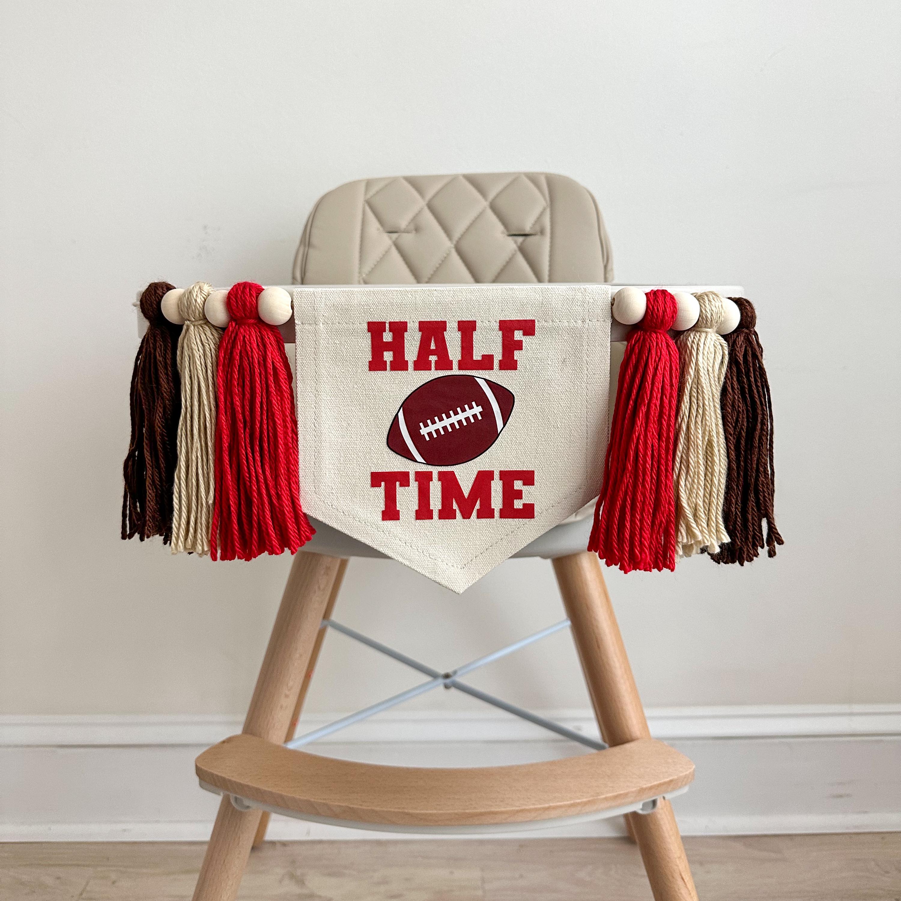Half Time High Chair Banner, Half Birthday Football Party Decorations ...