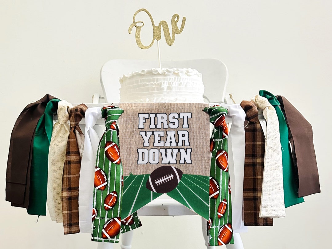 Football First Year Down Birthday Decor, Football Party Banner ...