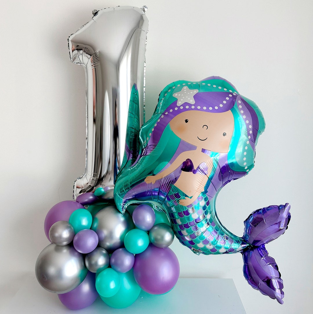 Mermaid 1st Birthday Balloon Tower, Oneder the Sea First Birthday ...