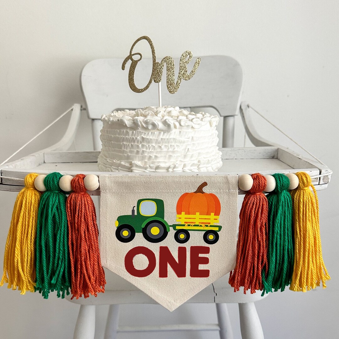Tractor 1st Birthday Party Decorations, Pumpkin High Chair Banner, Fall ...