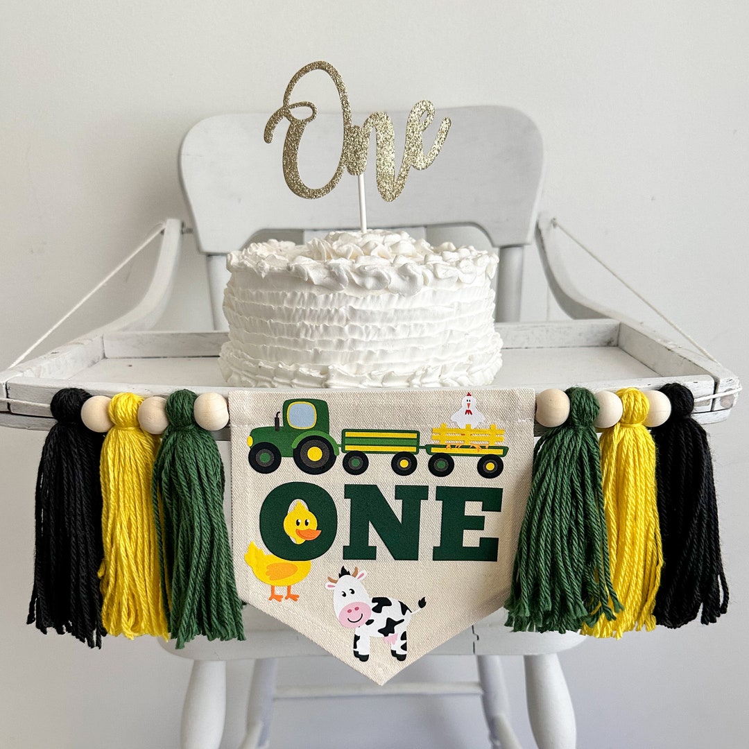 Tractor 1st Birthday Party Decorations, Farm High Chair Banner, Farmer ...