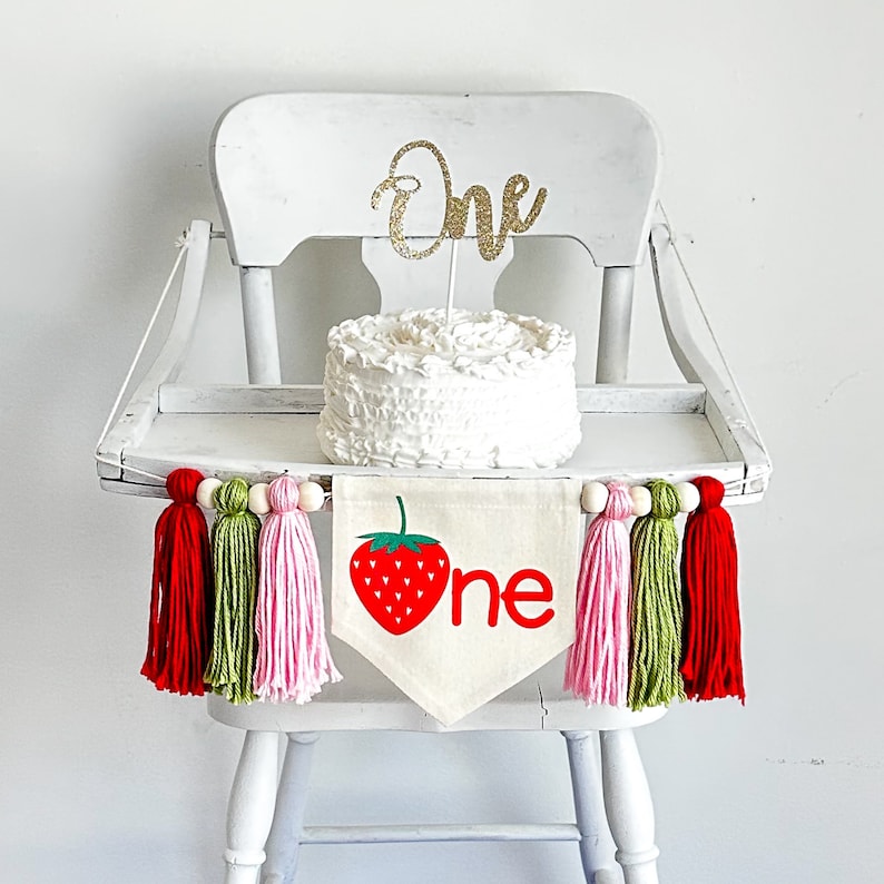 Strawberry 1st Birthday Party Decorations, First Birthday High Chair ...