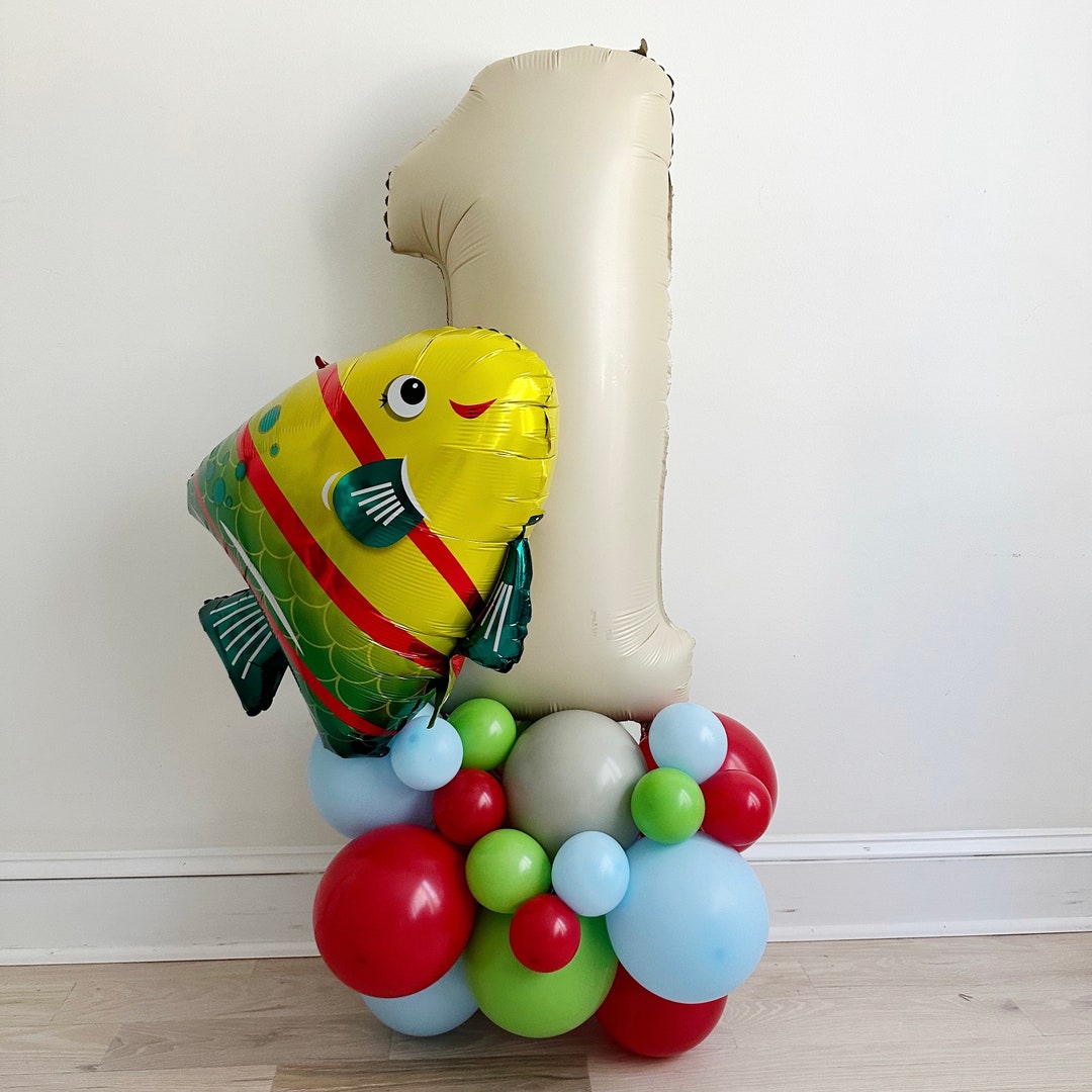 Fishing First Birthday, Yellow Fish Balloon, Ofishally One, Fish First ...