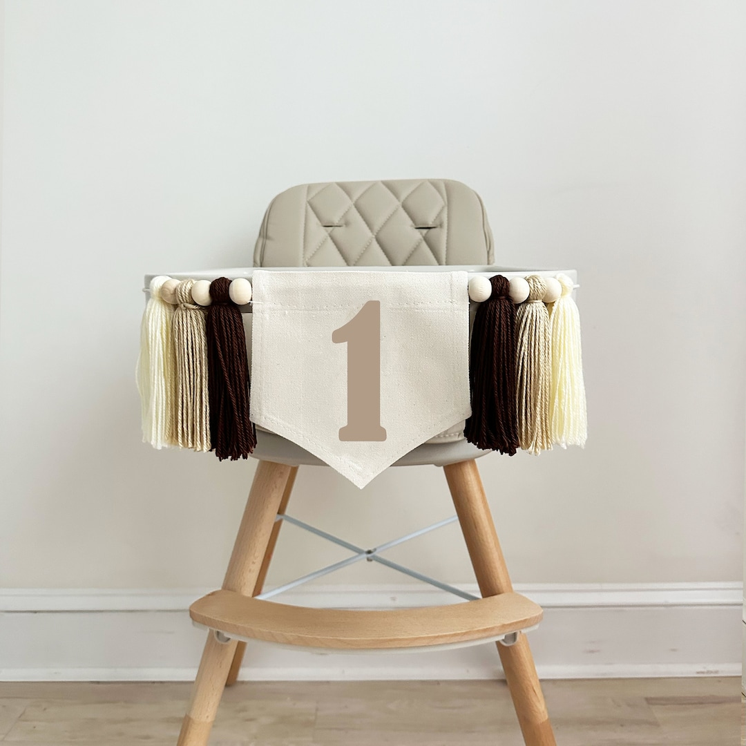 1st Birthday High Chair Banner, Neutral First Birthday Party ...