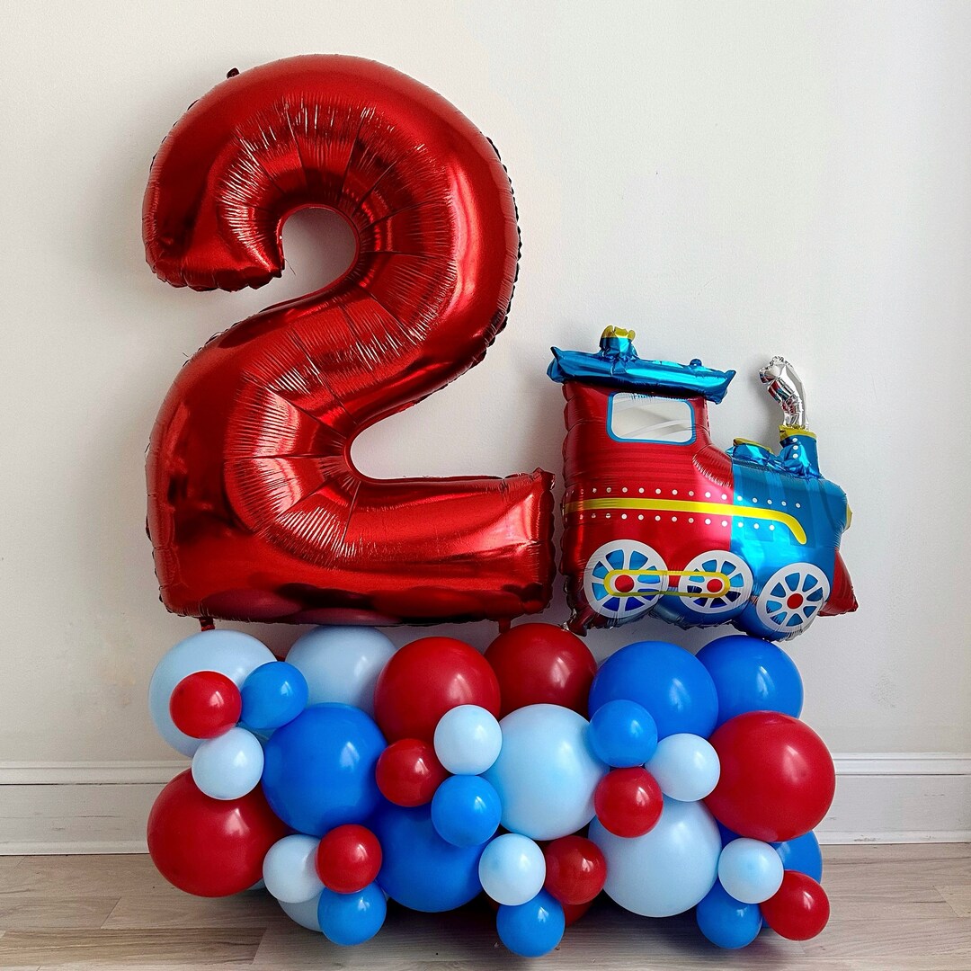 Choo Choo I'm Two, Train Birthday Party, Large Balloon Tower, Train ...