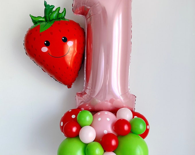 Strawberry Balloon Tower Kit A Berry First Birthday Balloon Sculpture ...