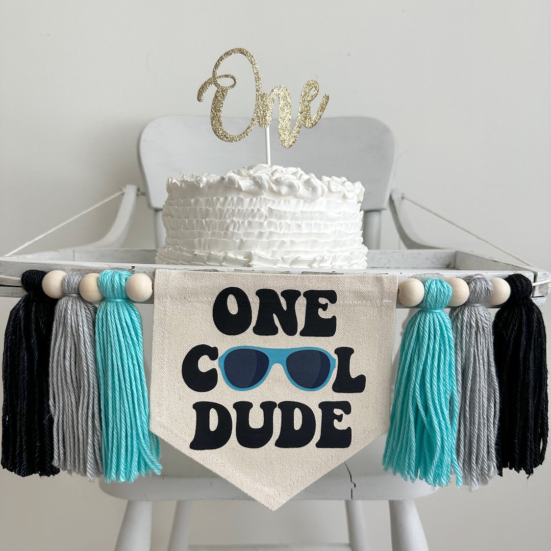 One Cool Dude 1st Birthday Party Decorations, First Birthday High Chair ...