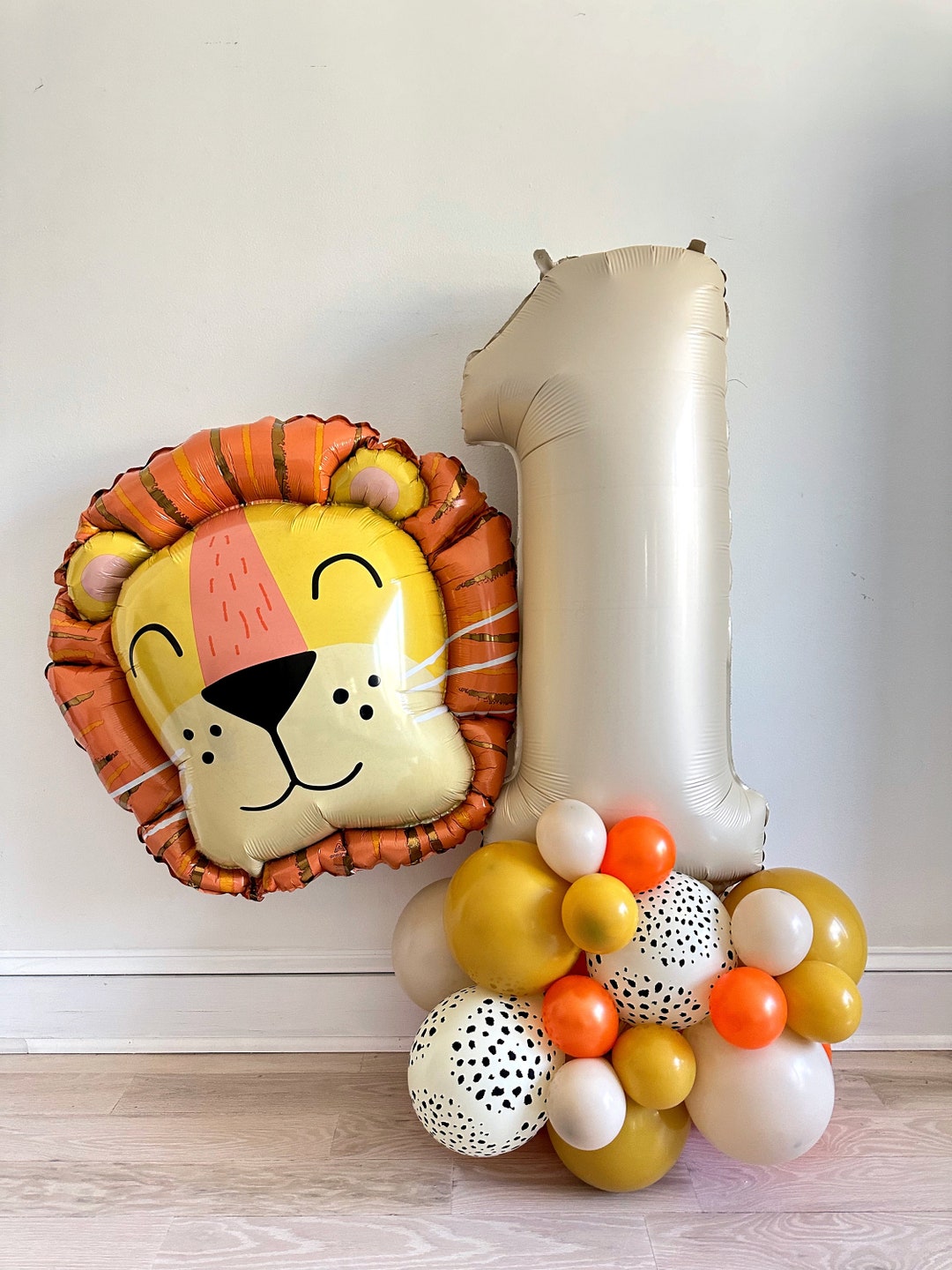 Lion 1st Birthday Balloon Tower, Safari First Birthday Decoration, Lion ...