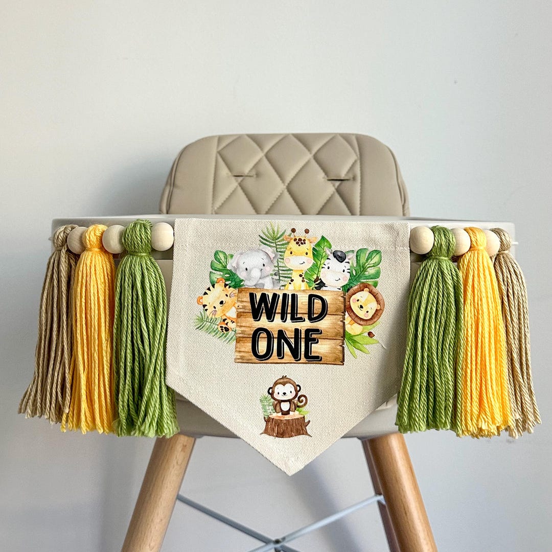 Wild One 1st Birthday Decorations, Wild Animals High Chair Banner ...