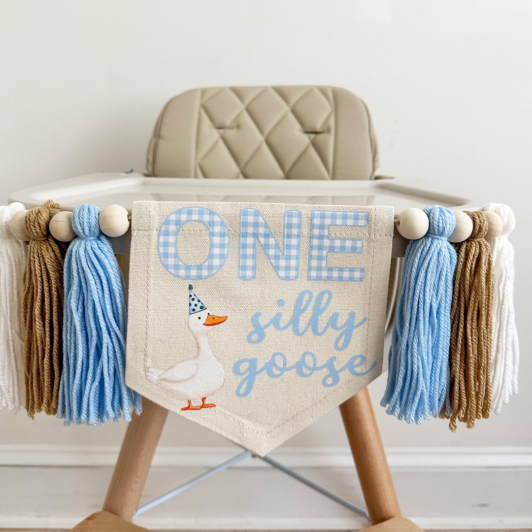 One Silly Goose Banner, First Birthday Decorations, High Chair Banner ...