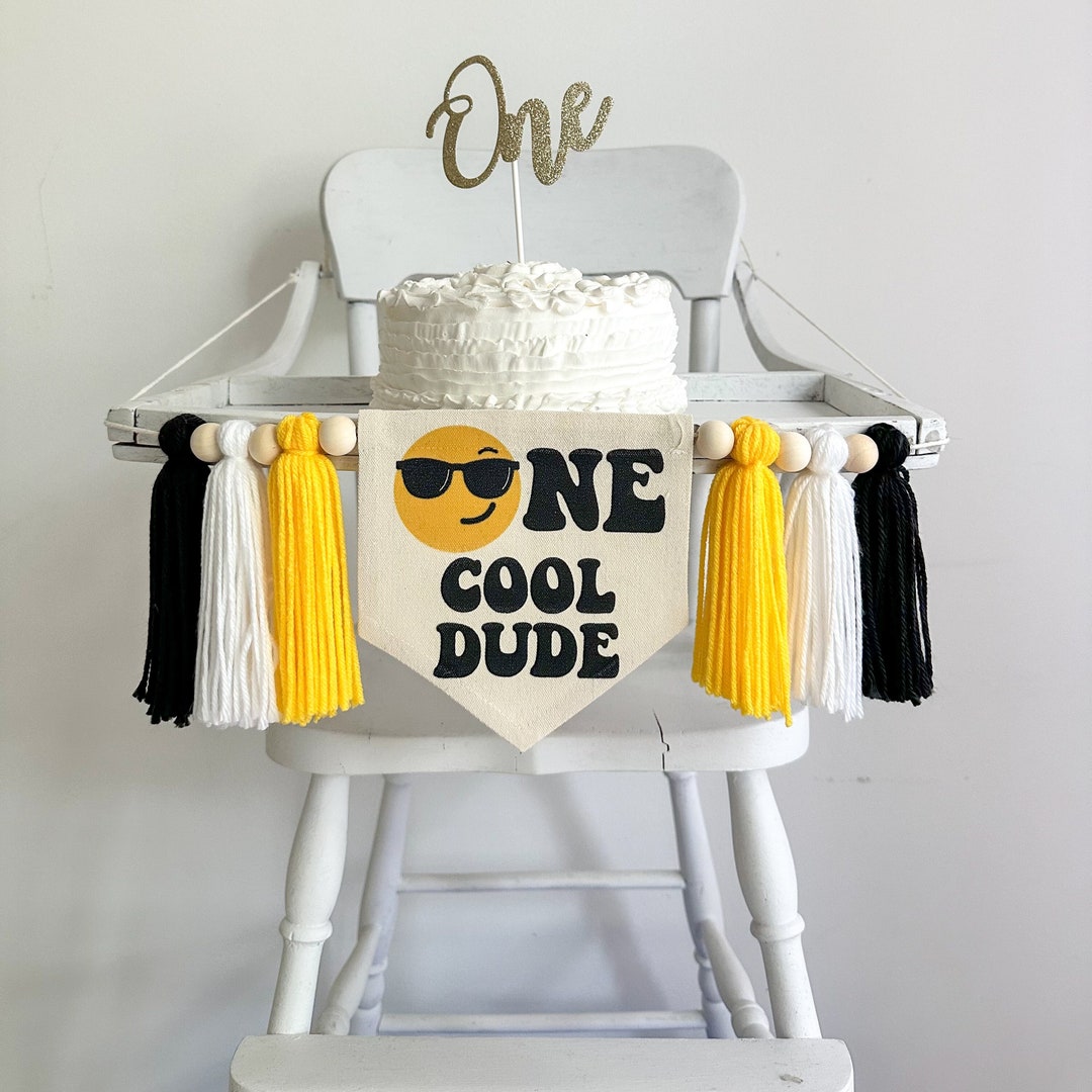 One Cool Dude 1st Birthday Tassel Banner, Sunglasses Highchair ...