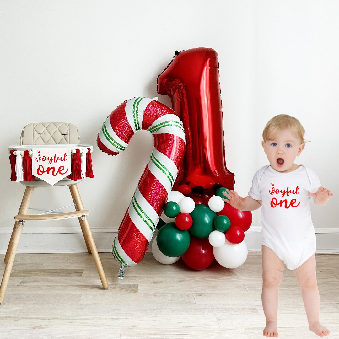 Christmas 1st Birthday Party Decoration, Joyful One First Birthday ...