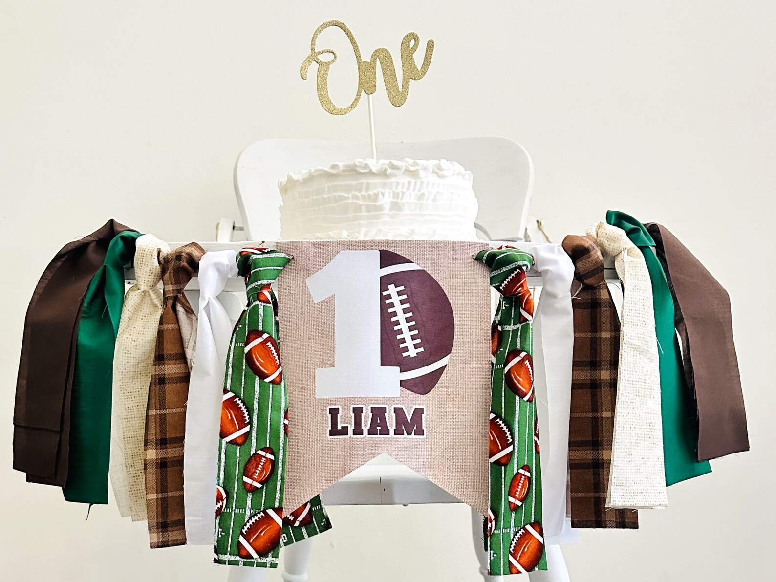 Football First Birthday Decor, Personalized Football Party Banner ...