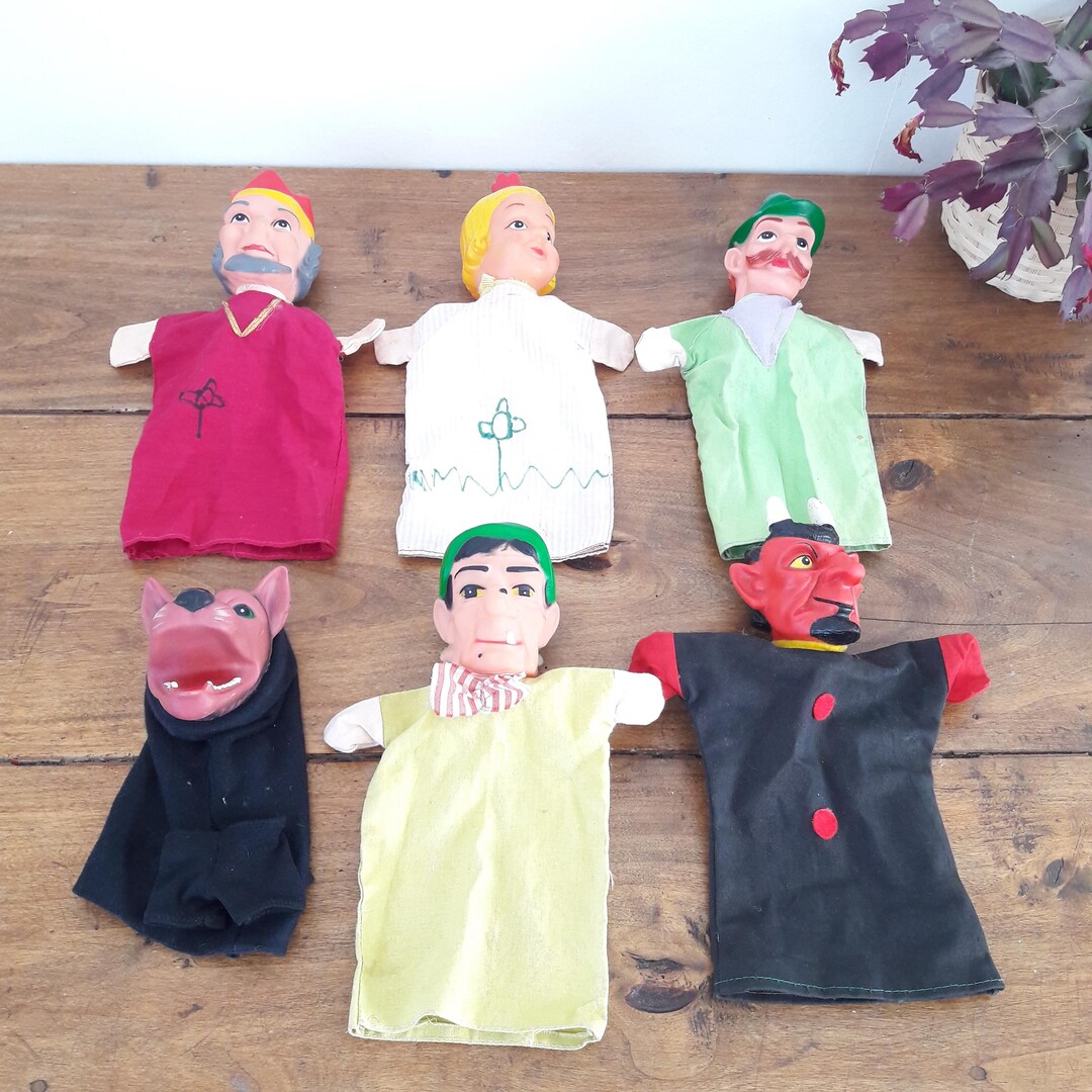 French Vintage/6 Hand Puppets/guignol Character/theatre for Children ...