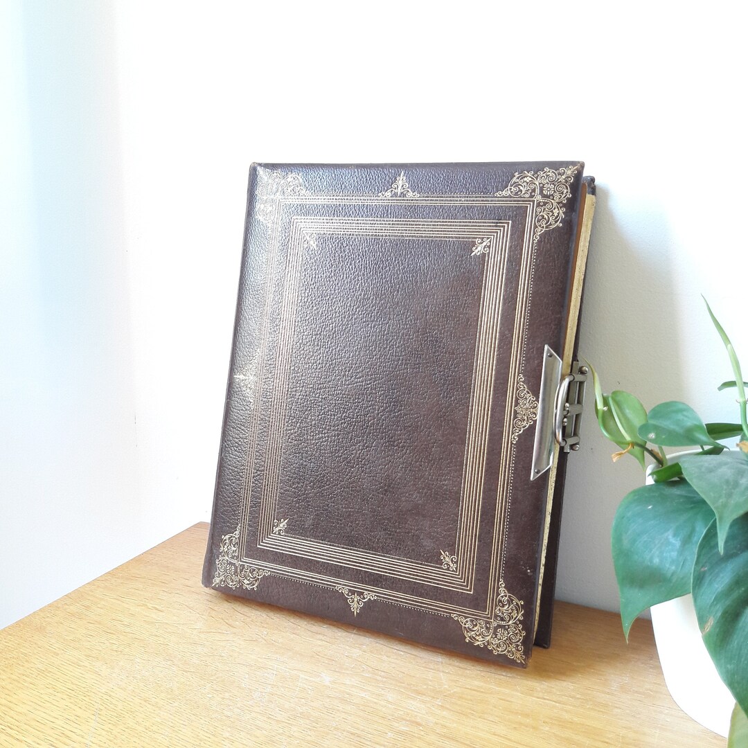 Vintage Album/art Nouveau/old Photo Book/leather and Brass/coloured ...