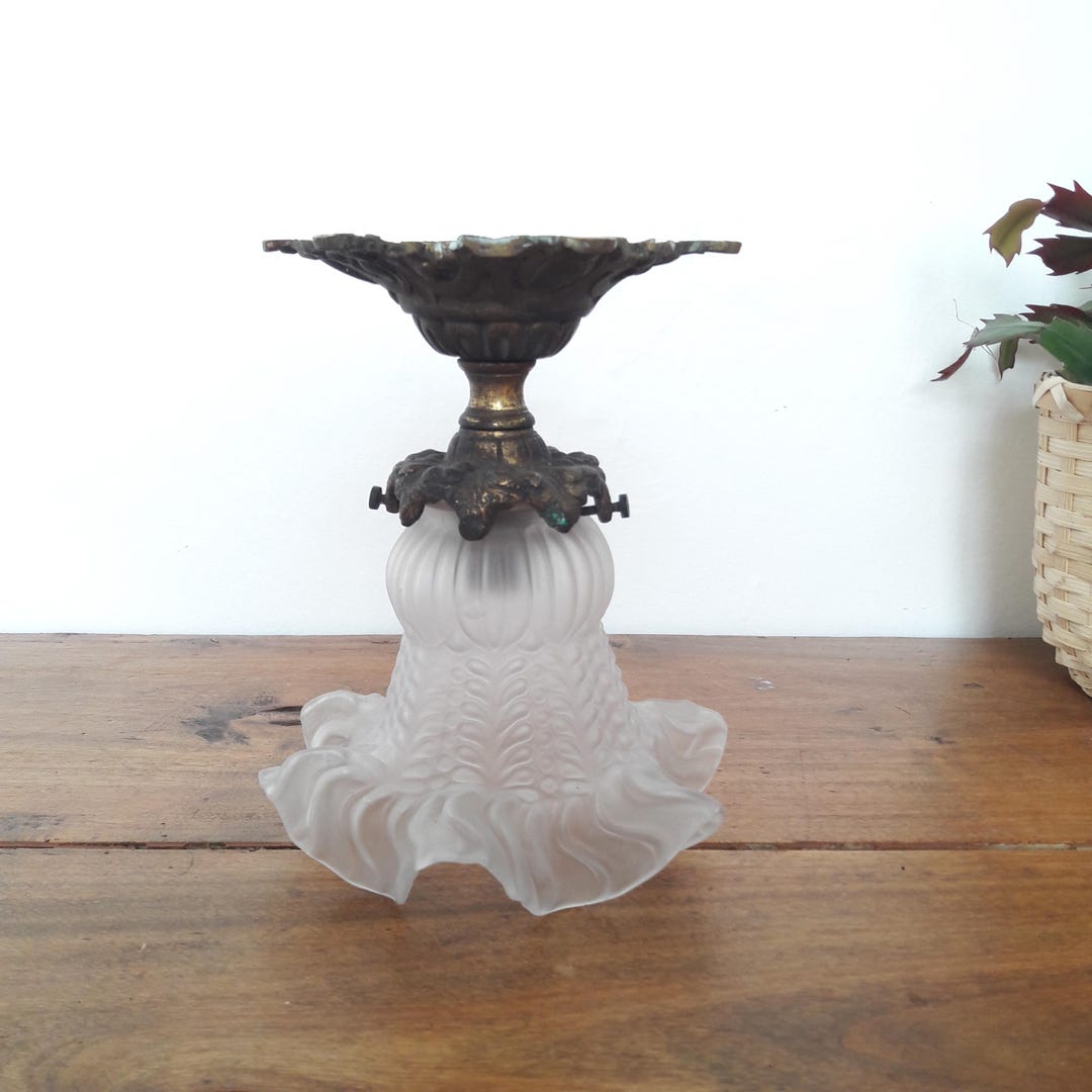 French Vintage/art Deco Lamp/glass Paste Pendant Lamp/bronze Rosette ...