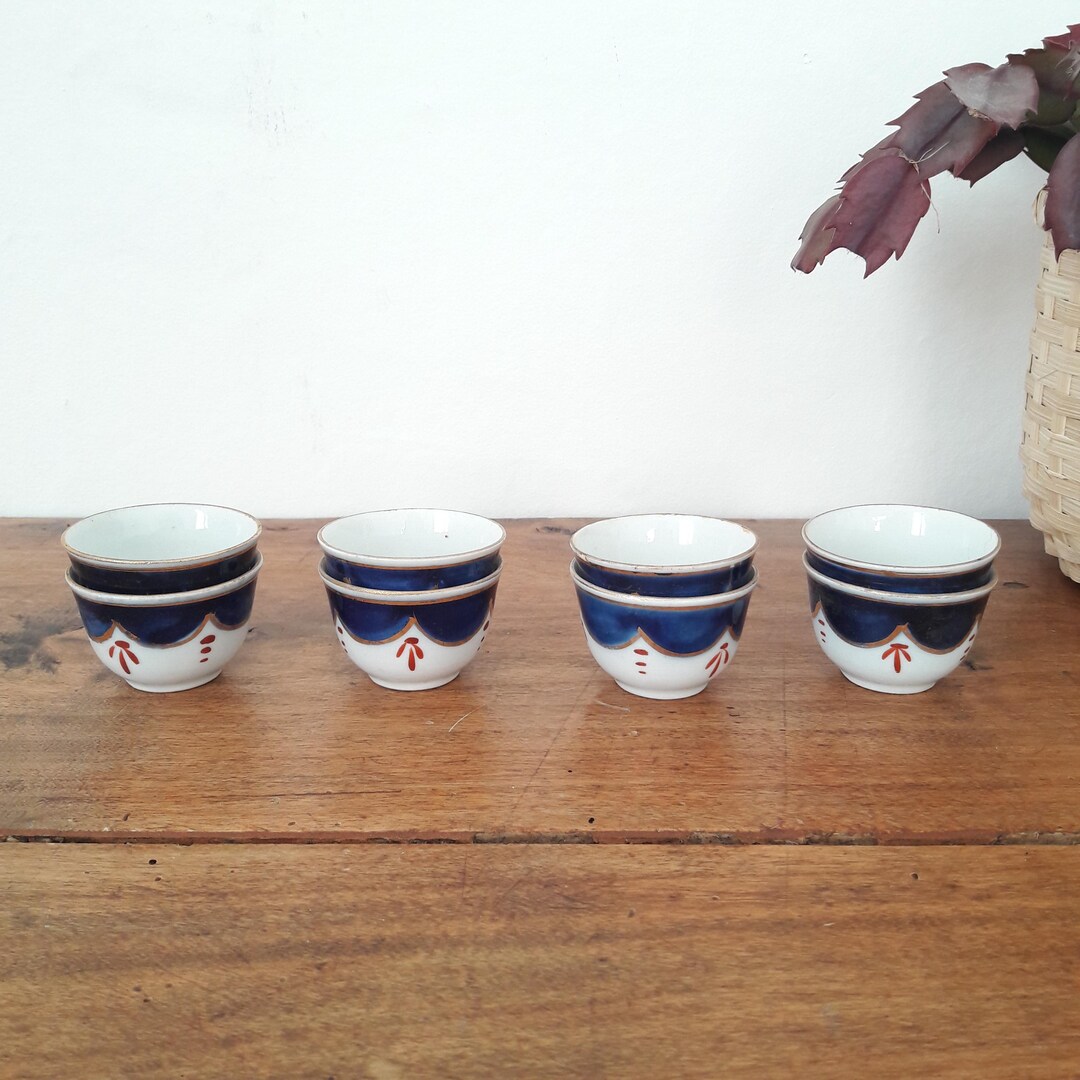 Vintage French/porcelain Coffee Cups/white Fine Faience/hand Painted ...