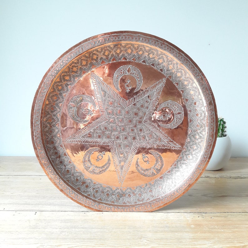 Plateau en cuivre traditionnel/deco Orientale/cuivre repoussé/ | Etsy