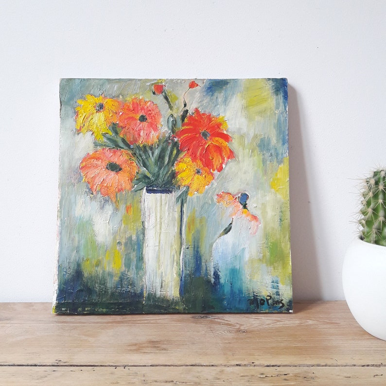 Vintage French/oil on Canvas Painting/flower Bouquet in Vase/modern ...