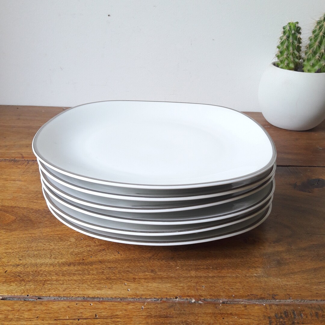 Vintage German/dinner Plates/white Earthenware/silver Decor/bavarian ...