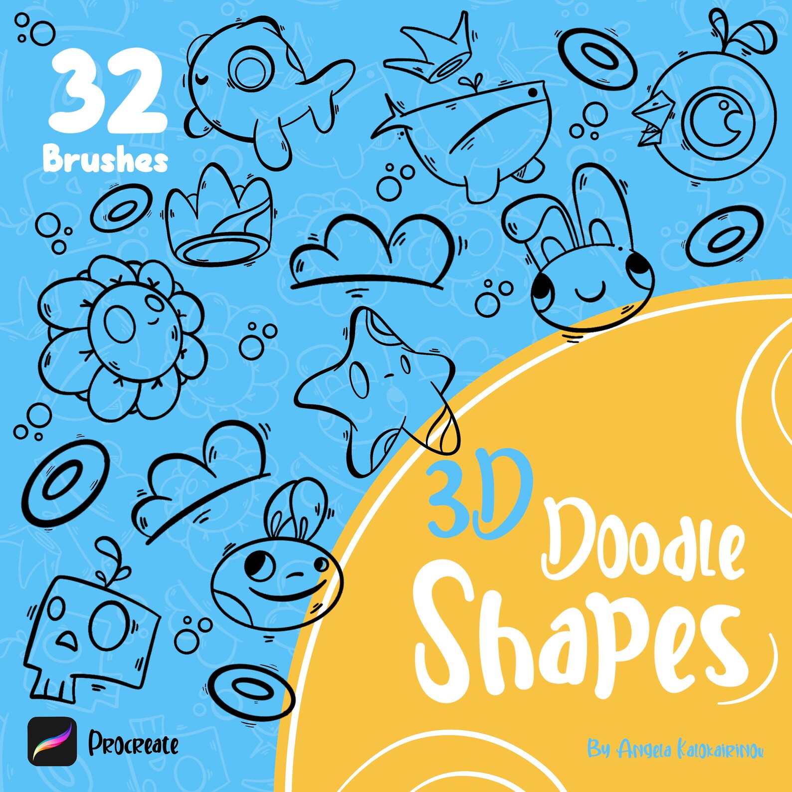 3D Doodle Shapes for Procreate Pack 3 - Etsy