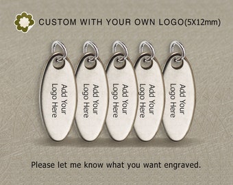 Custom Logo Etched on Oval Jewelry Tag Metal Jewelry Tags | Etsy