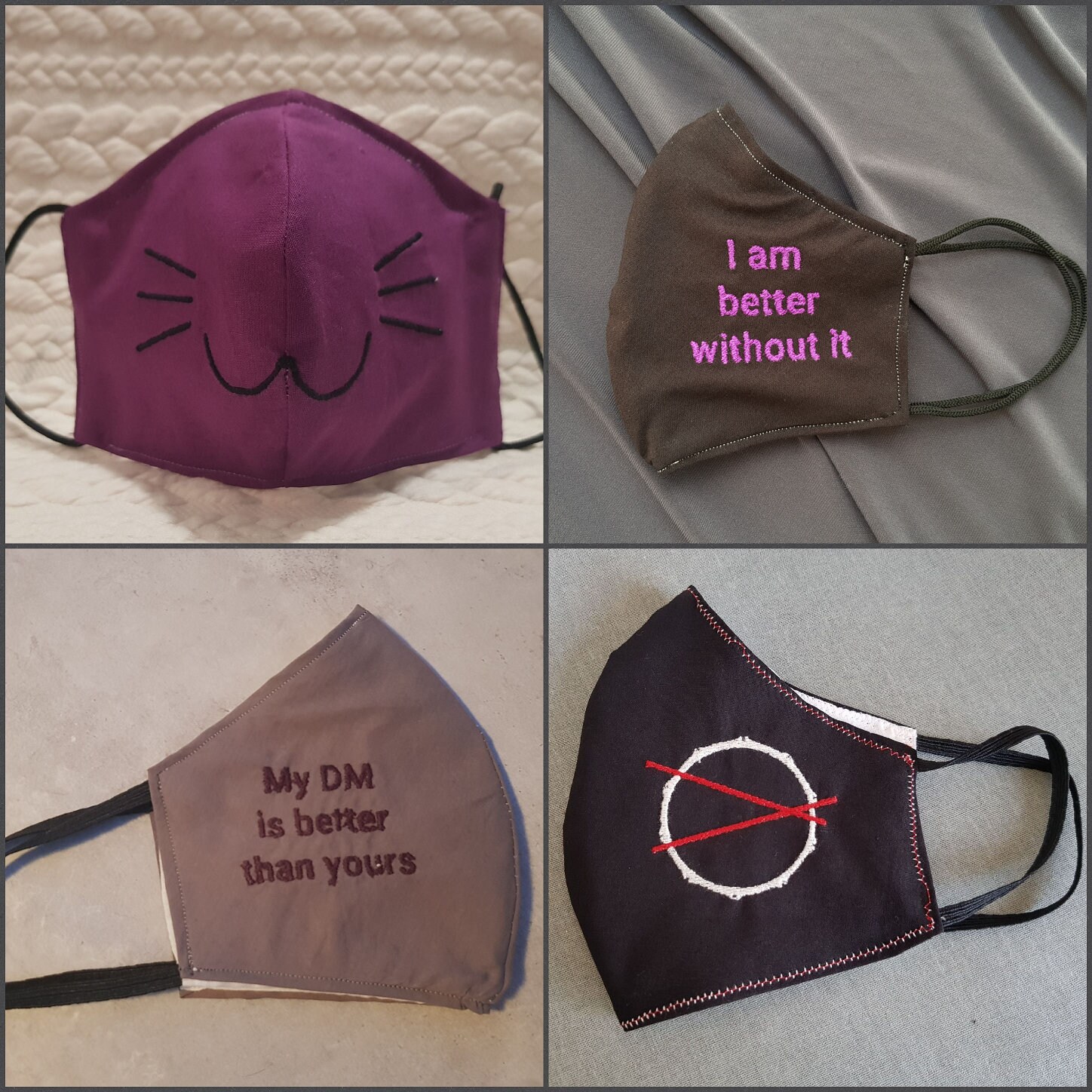 CUSTOM MADE EMBROIDERED Mask. No Fees for Digitisation. Available in ...