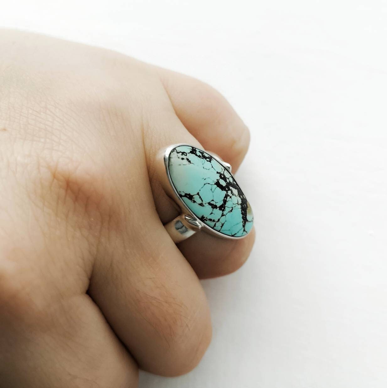 Anillo turquesa plata de ley turquesa joyería declaración - Etsy España