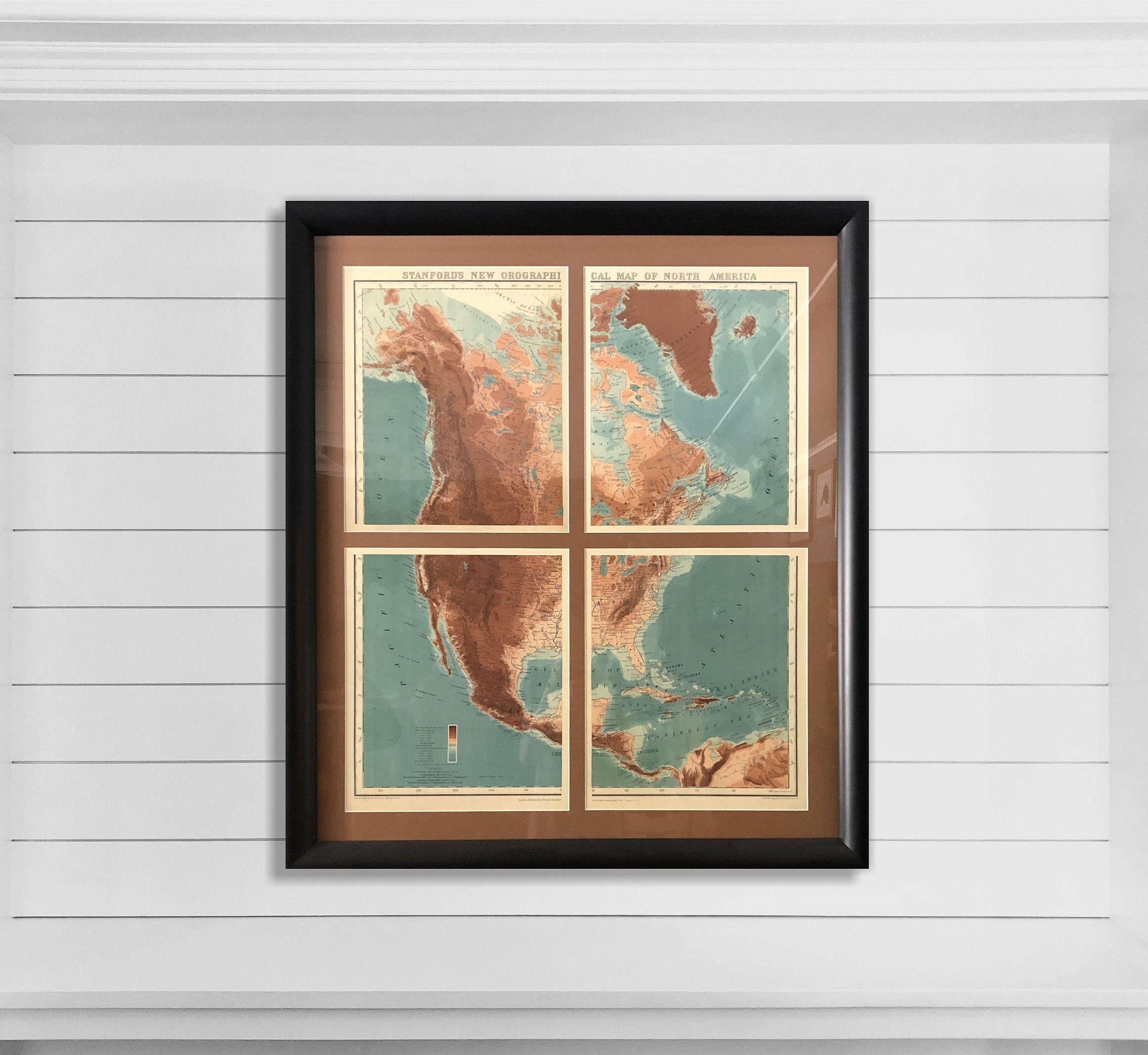 Mapa orográfico de América del Norte - Etsy México