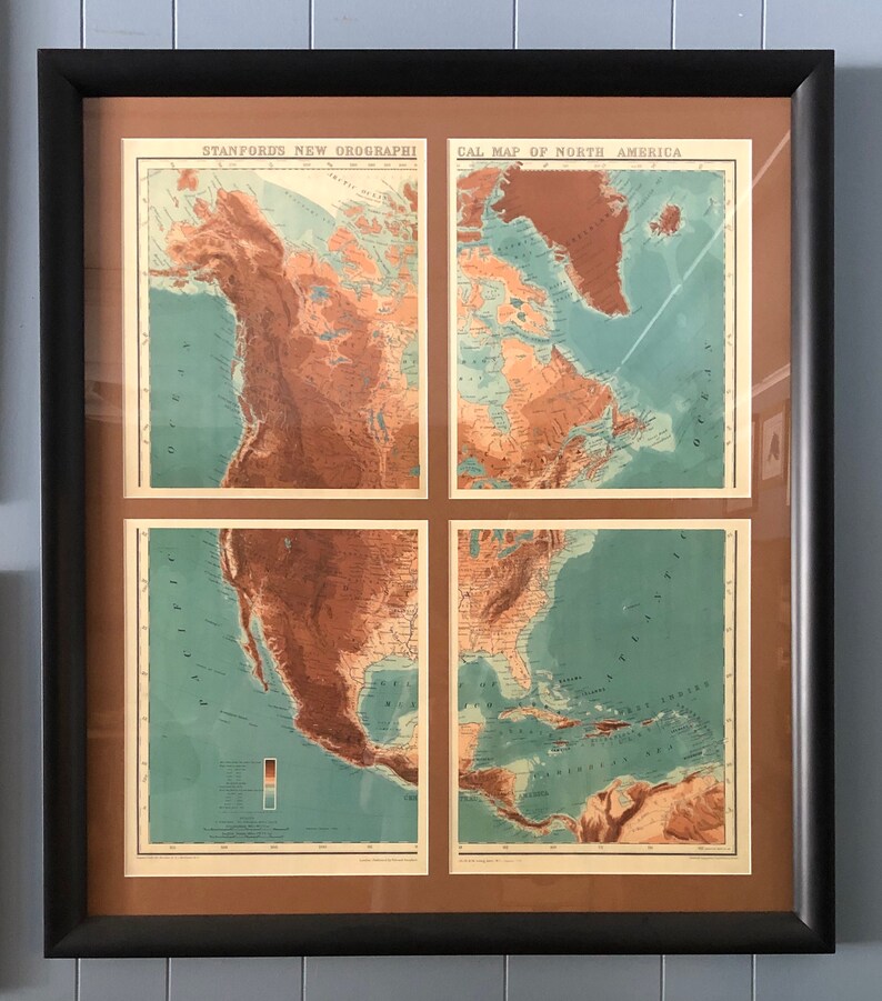 Mapa orográfico de América del Norte - Etsy México
