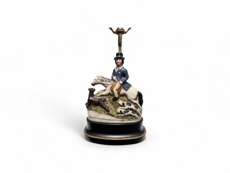 Antique Staffordshire Fox Hunt Table Lamp - Etsy