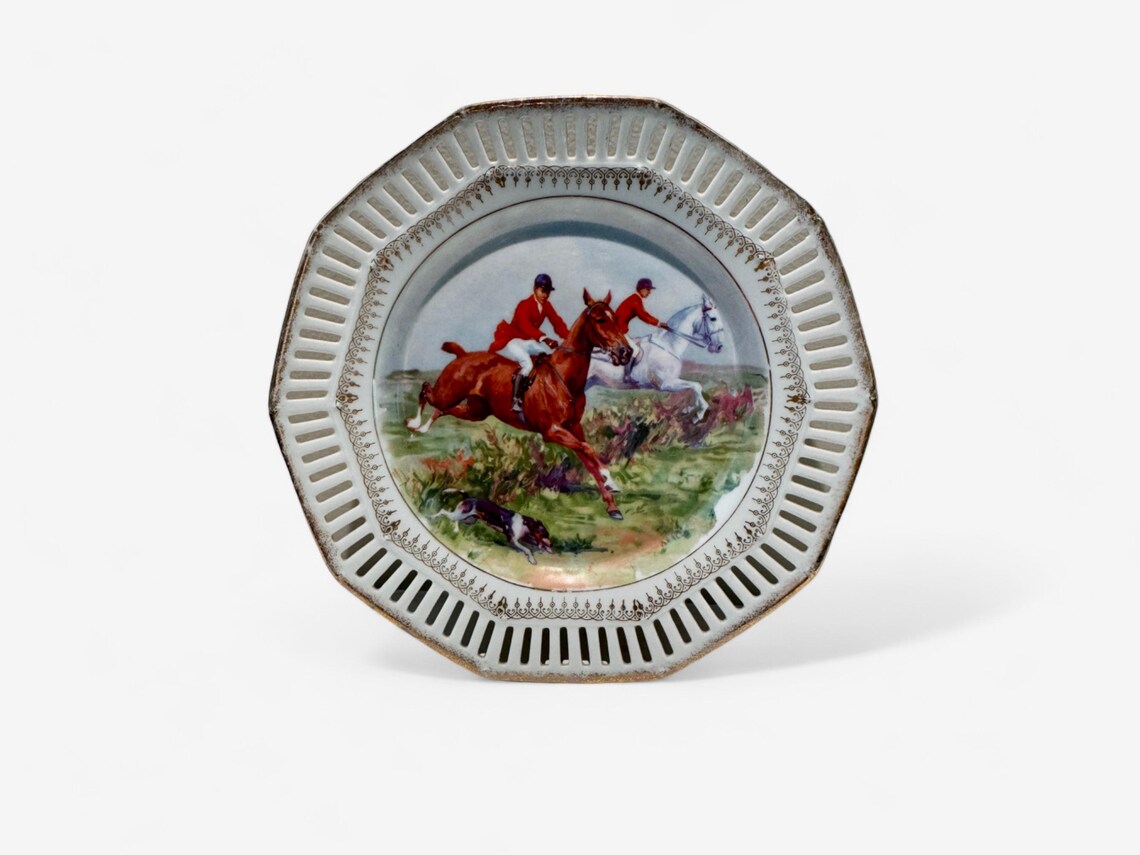 Antique Bavarian Fox Hunting Plate With Gold Leaf Trim - Etsy