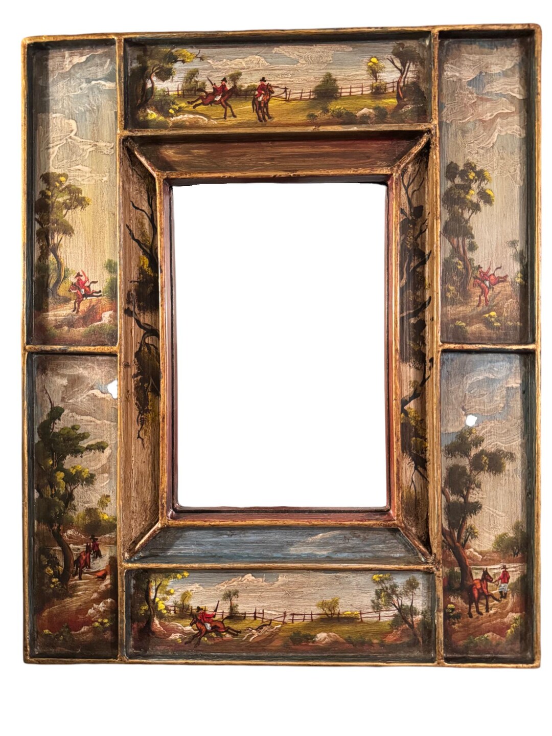 Antique Hand Painted Peruvian Fox Hunting Mirror - Etsy