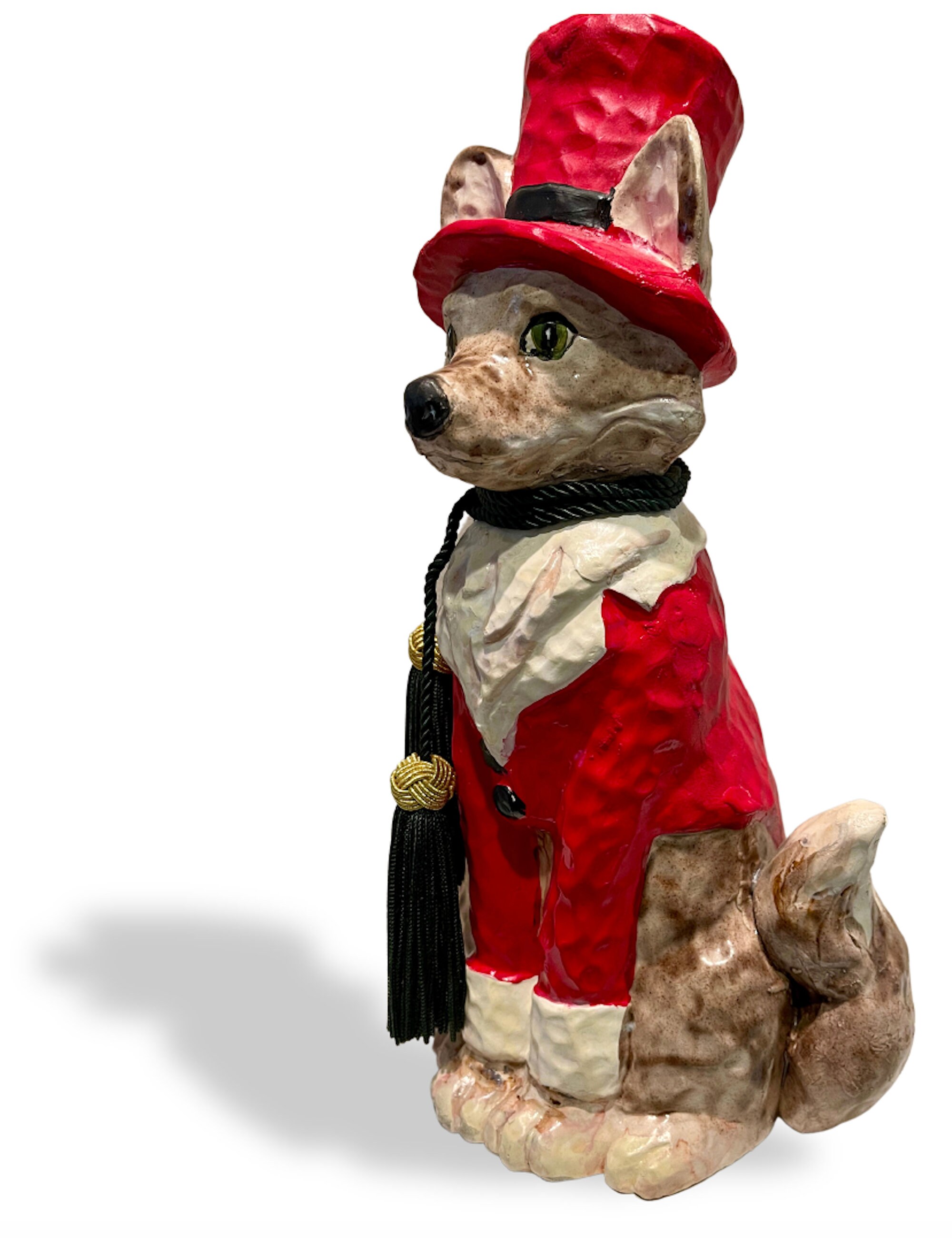 Vintage Hand Painted Ceramic Lady Fox Mantle Sculpture - Etsy