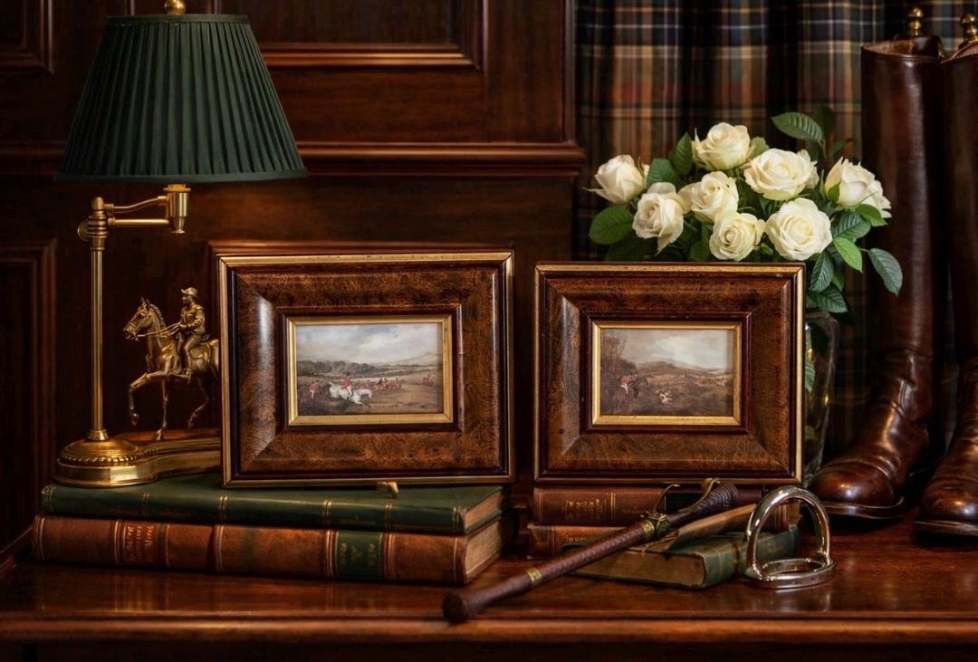 Vintage Belgian Fox Hunting Prints Under Glass — Traditional English ...
