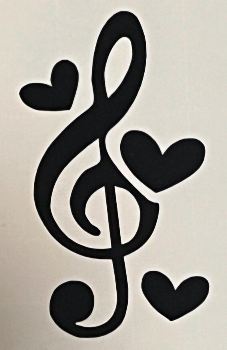 Treble Clef With Hearts Vinyl Sticker - Etsy