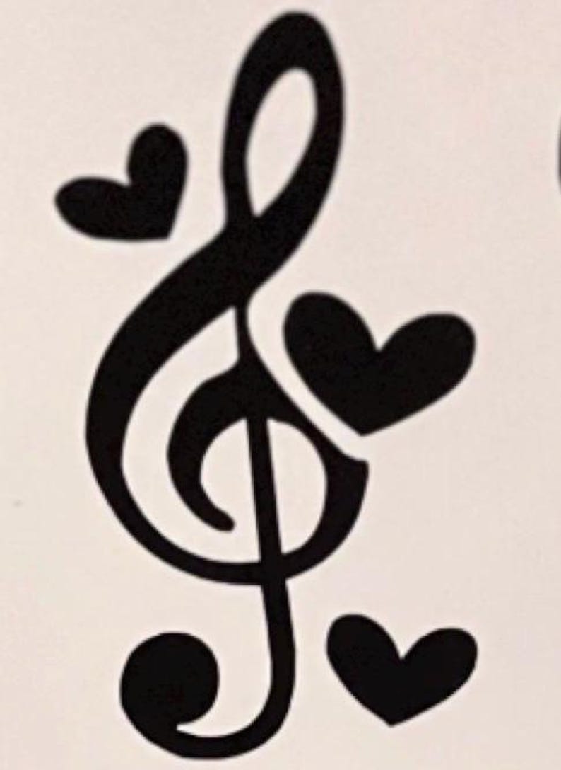 Treble Clef With Hearts Vinyl Sticker - Etsy