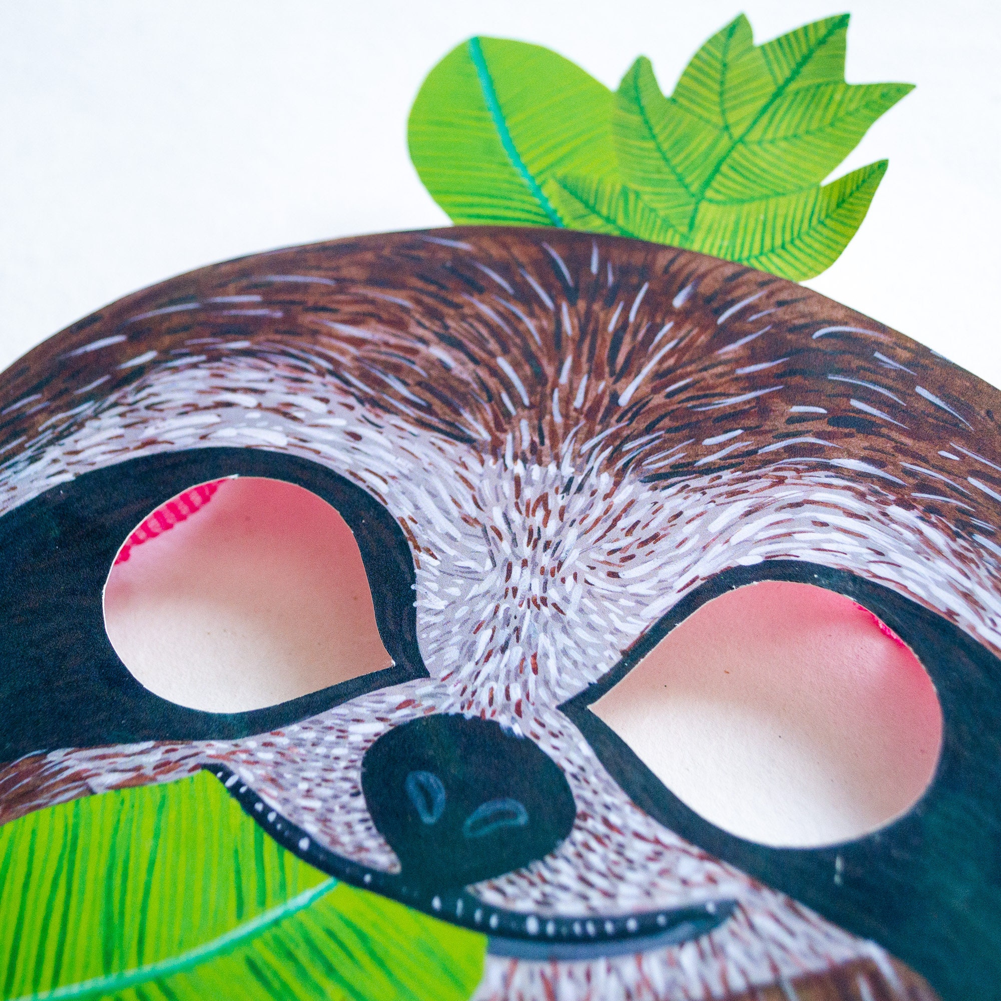 Sloth Mask Set of 2 Sizes, for Kids and Adults. Cute Masquerade Mask ...