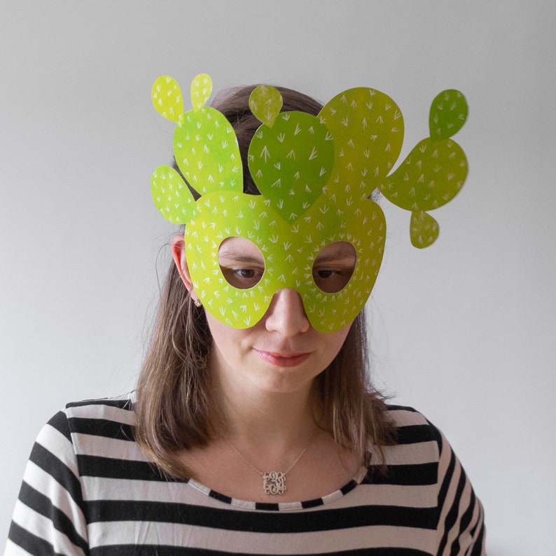 Cactus Mask, Printable, Adult Size. Unique Masquerade Mask, Paper Party ...