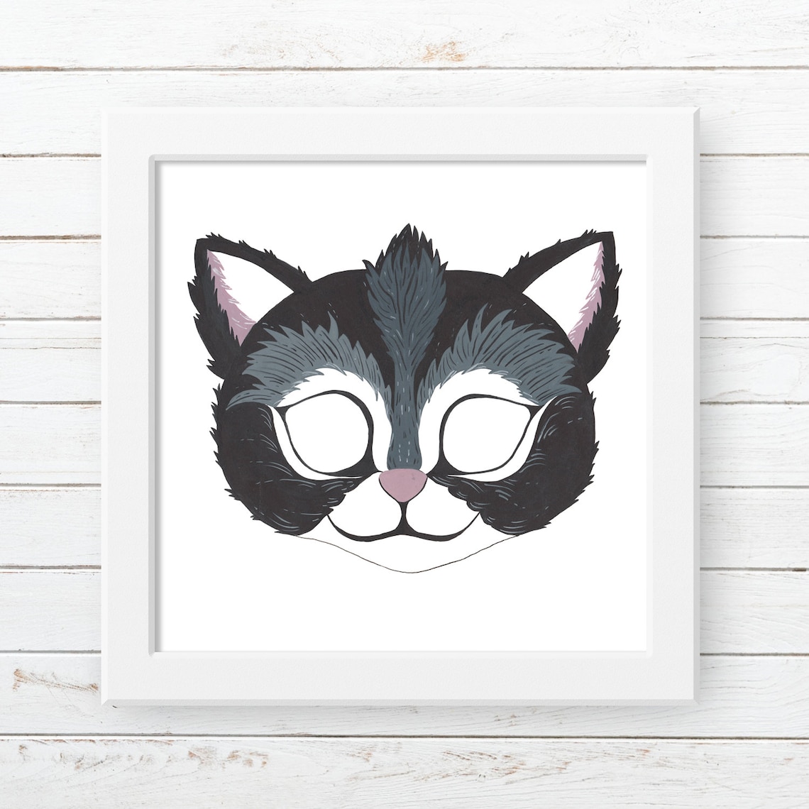 Printable Black Cat Mask, Adult Size. Halloween Mask, Unique Masquerade ...