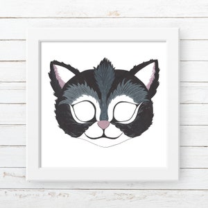 Printable Black Cat Mask, Adult Size. Halloween Mask, Unique Masquerade ...