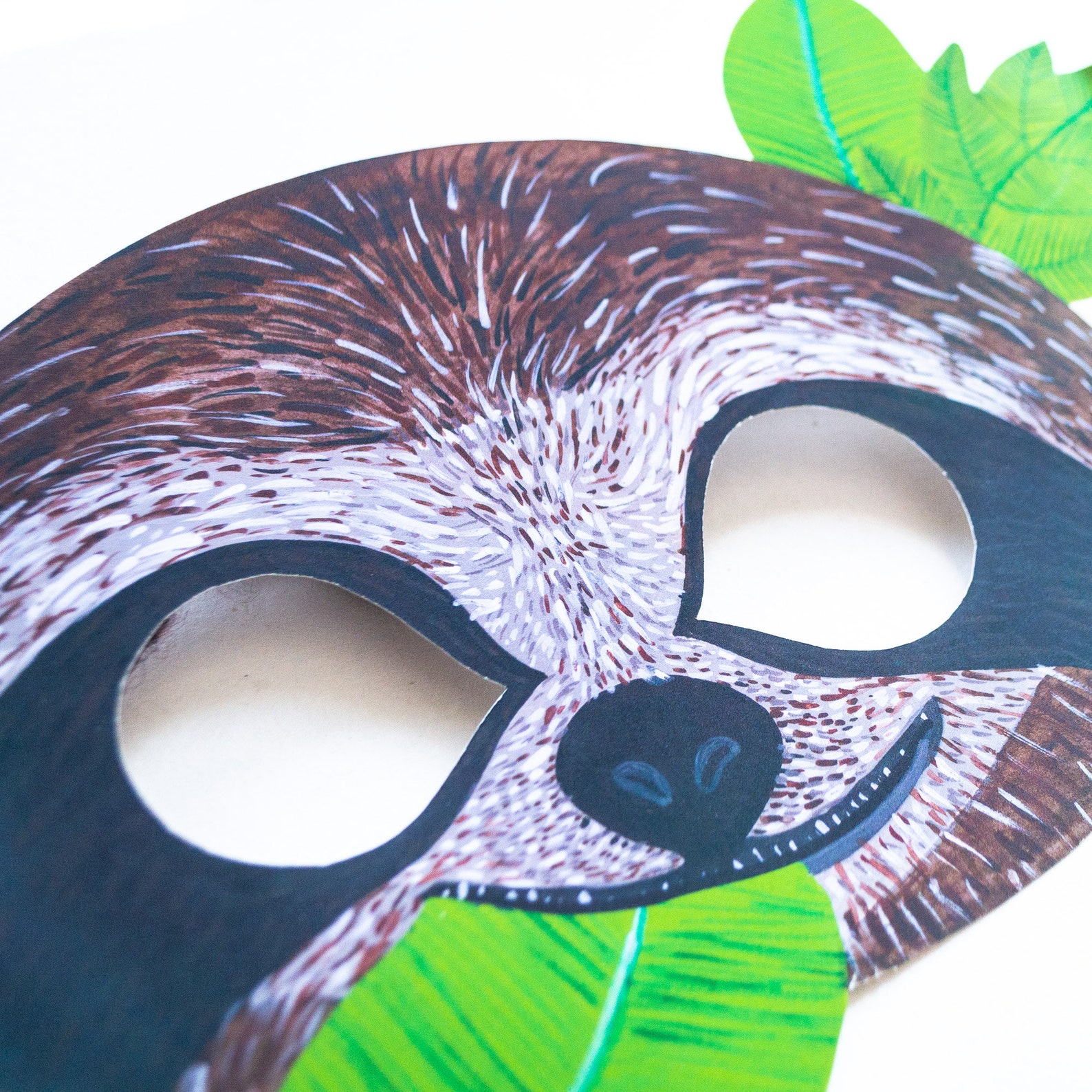 Sloth Mask Set of 2 Sizes, for Kids and Adults. Cute Masquerade Mask ...