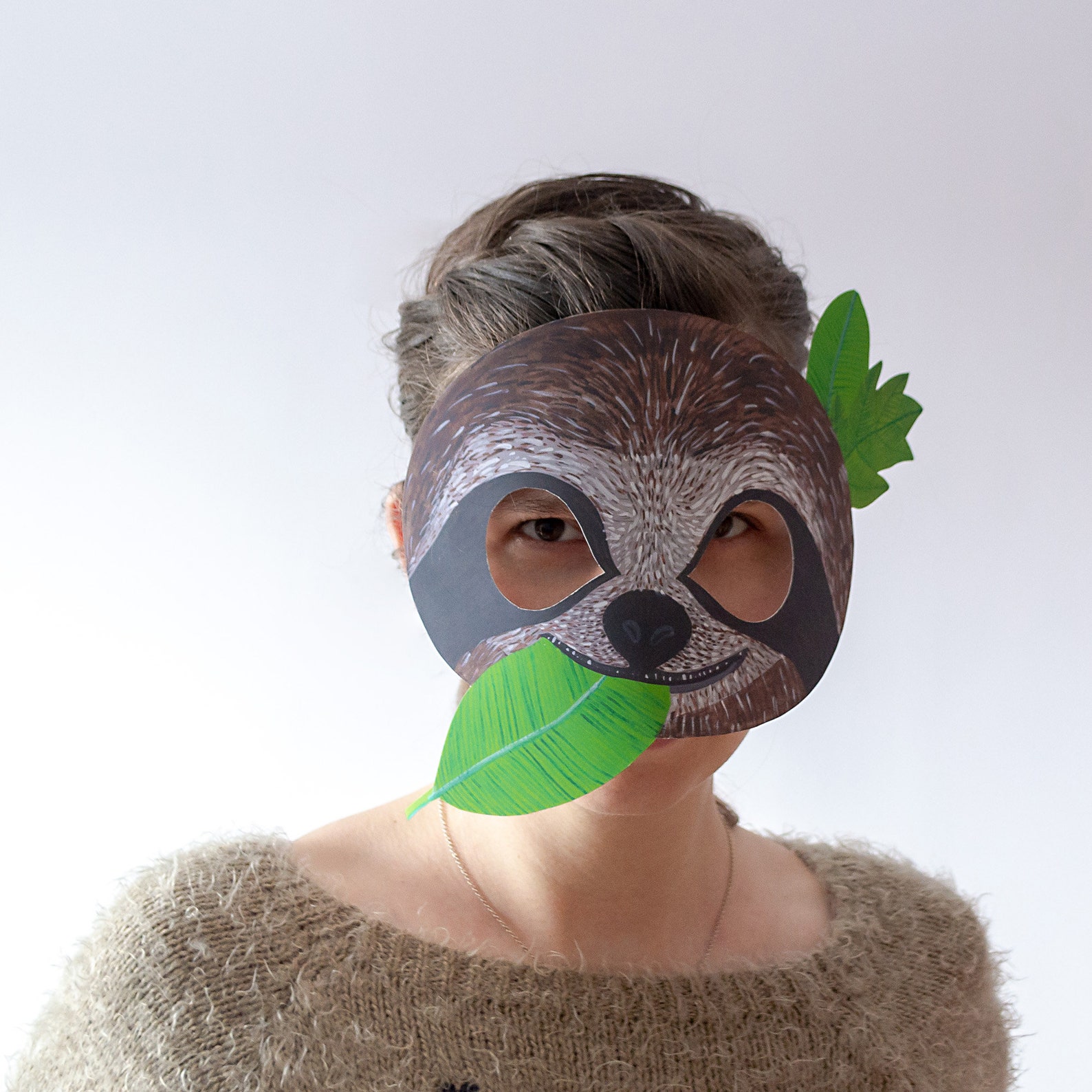 Sloth Mask, Adult Size, Printable Mask. Cute Halloween Mask, Cosplay ...