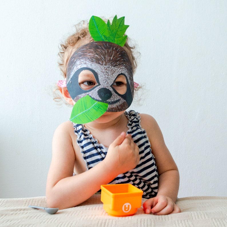 Sloth Mask Set of 2 Sizes, for Kids and Adults. Cute Masquerade Mask ...